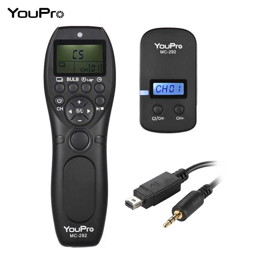 YouPro MC-292 DC2 2.4G Wireless Remote Control LCD Timer Shutter Release Transmitter Receiver 32 Channels for Nikon D750 D7200 D7100 D7000 D610 D600 D5500 D5300 D5200 D5100 D5000 D3300 D3200 D3100 D90 DF P7700 Camera