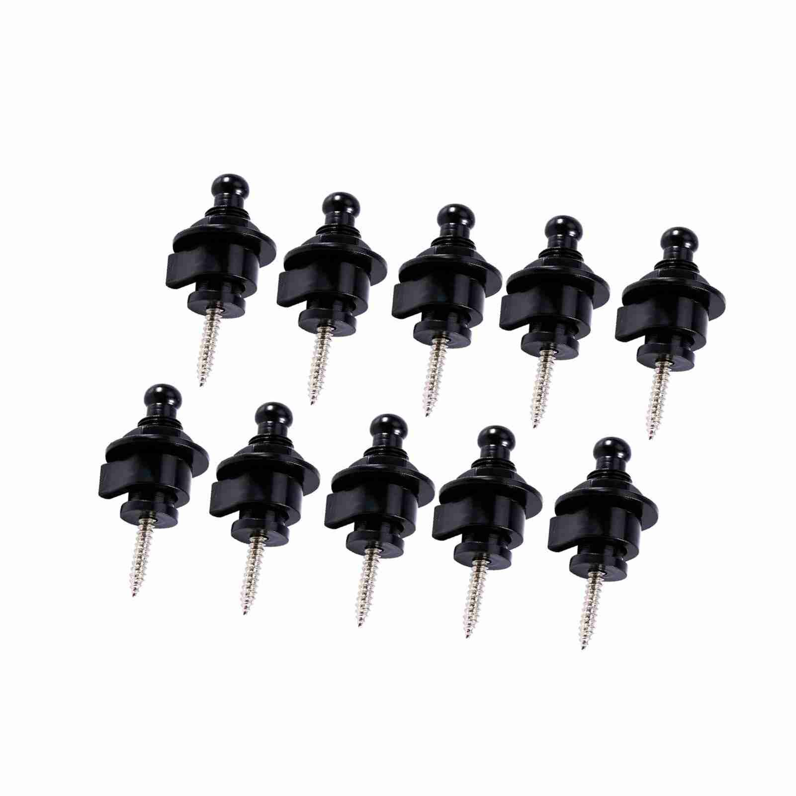 10pcs/bag Metal Round Head Strap Locks Antiskid Straplocks Buttons For Electric Guitar(black)