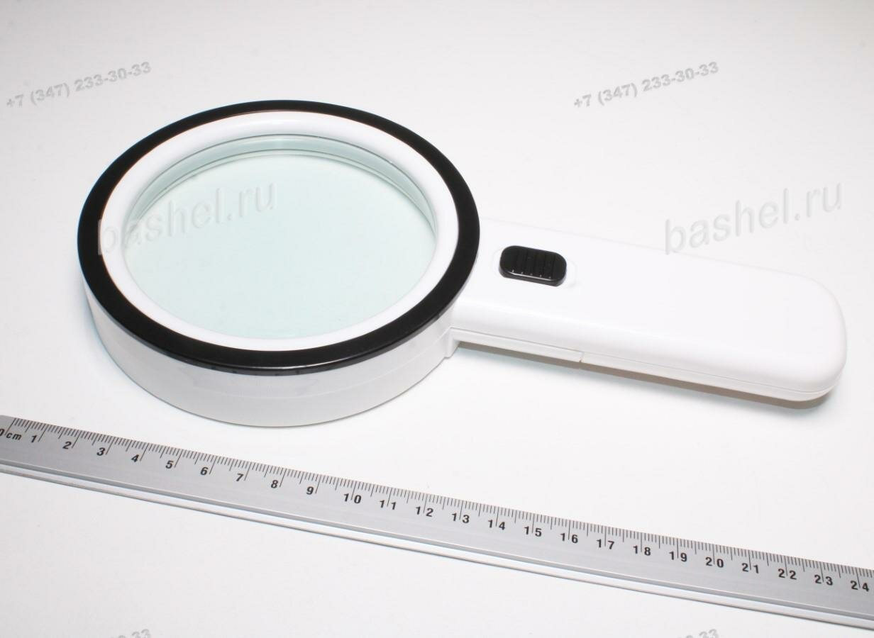 Лупа с подсветкой DT7671 10Х, d125 мм 12 LED (2*AA), стекло