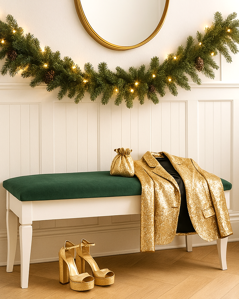 Пуфик банкетка в прихожую Мебелик с сиденьем Вивальди М с ящиком белый, ткань зеленый