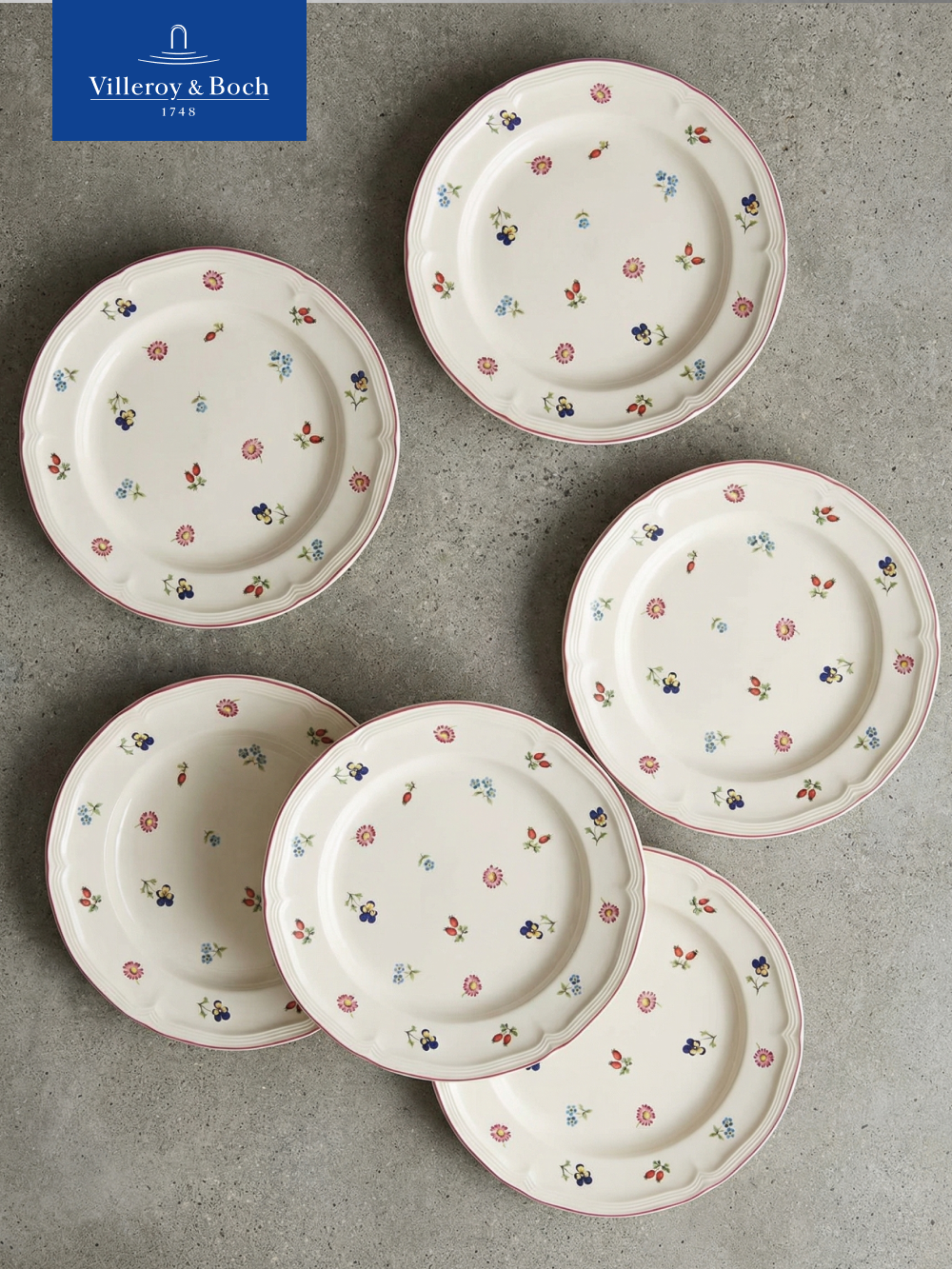 Набор плоских обеденных тарелок 26 см, 6 предметов, Petite Fleur, Villeroy & Boch, Премиум-Фарфор