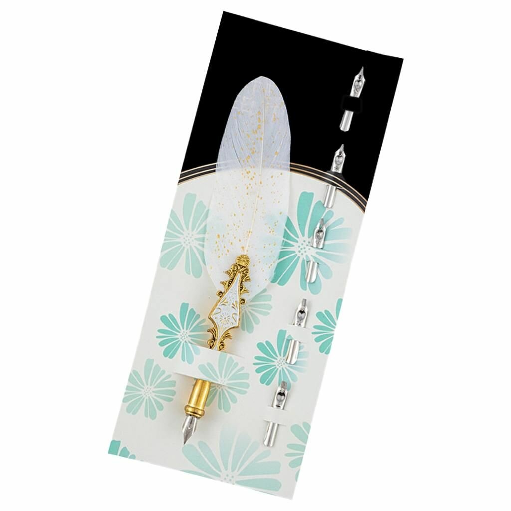 Антикварное перо с 5 сменными наконечниками, Белый