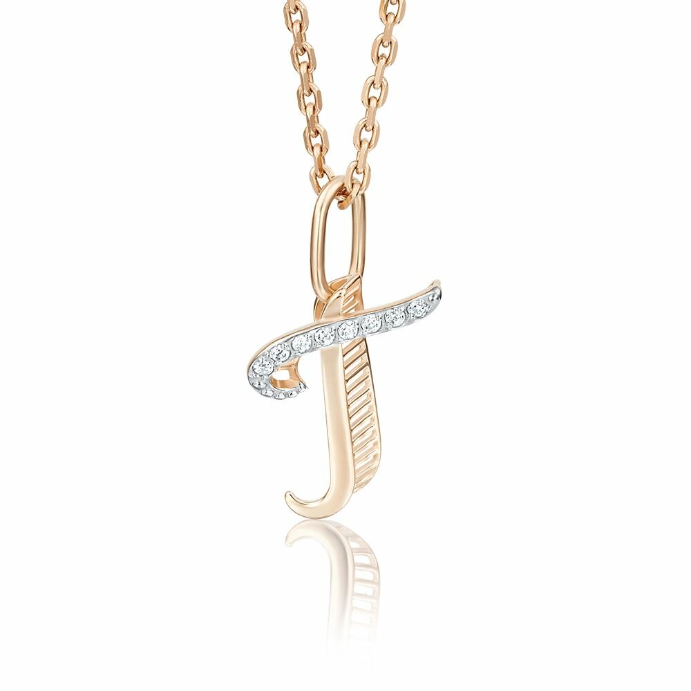 Подвеска, красное золото, 585 проба, фианит