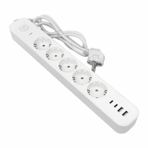 Удлинитель 5х5м IP20 2USB 2.4А+2type-C LUX 1.5кв. мм EKF UBA-LUX-505-TC