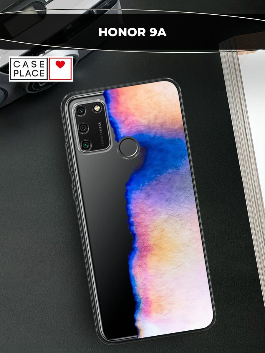 Чехол на Honor 9A / Хонор 9А с принтом Синяя акварель, прозрачный
