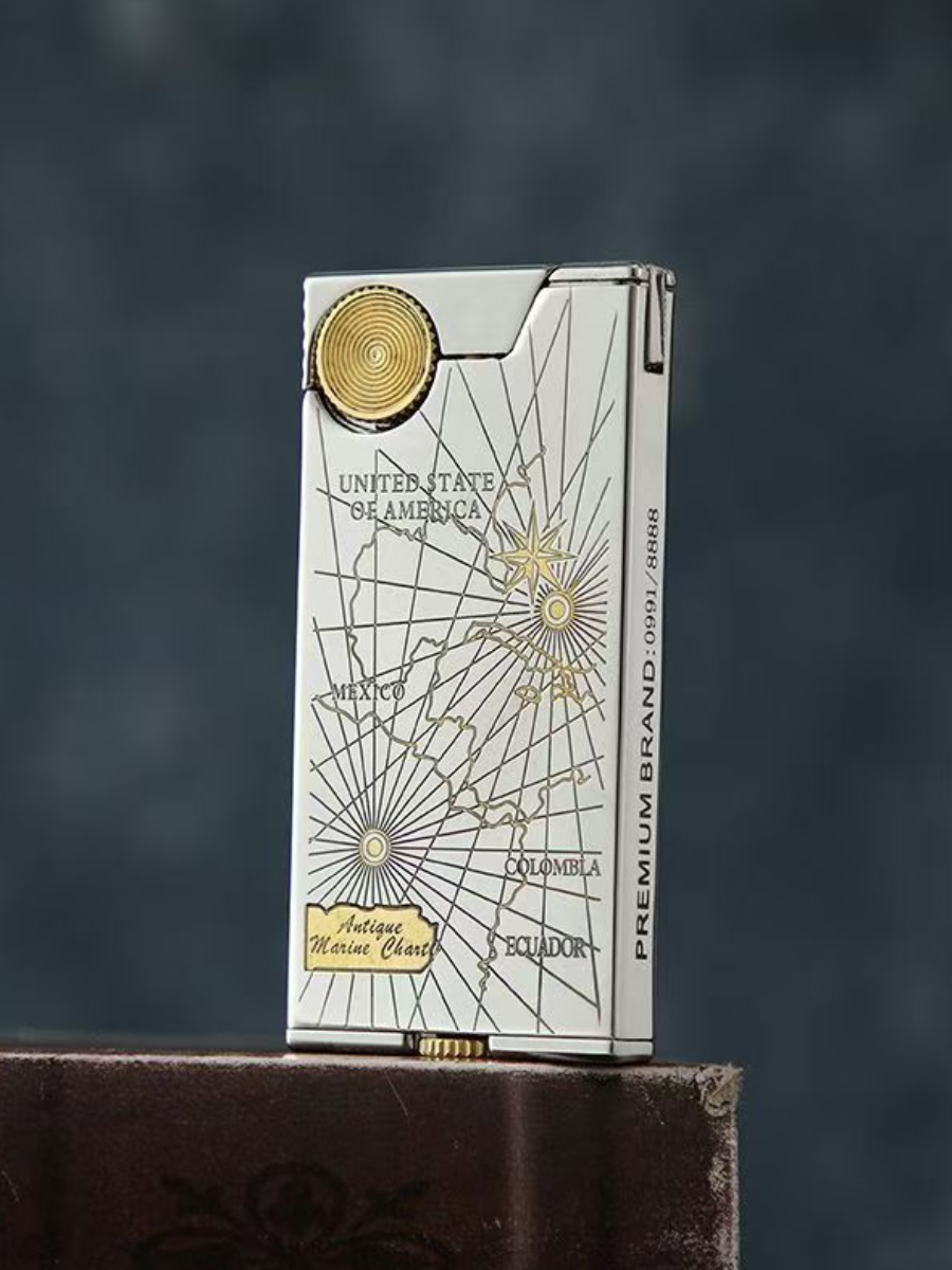 Зажигалка бензиновая подарочная "Карта", Сhief, герметичная, серебро, подарок мужчине на день рождения, не заправлена