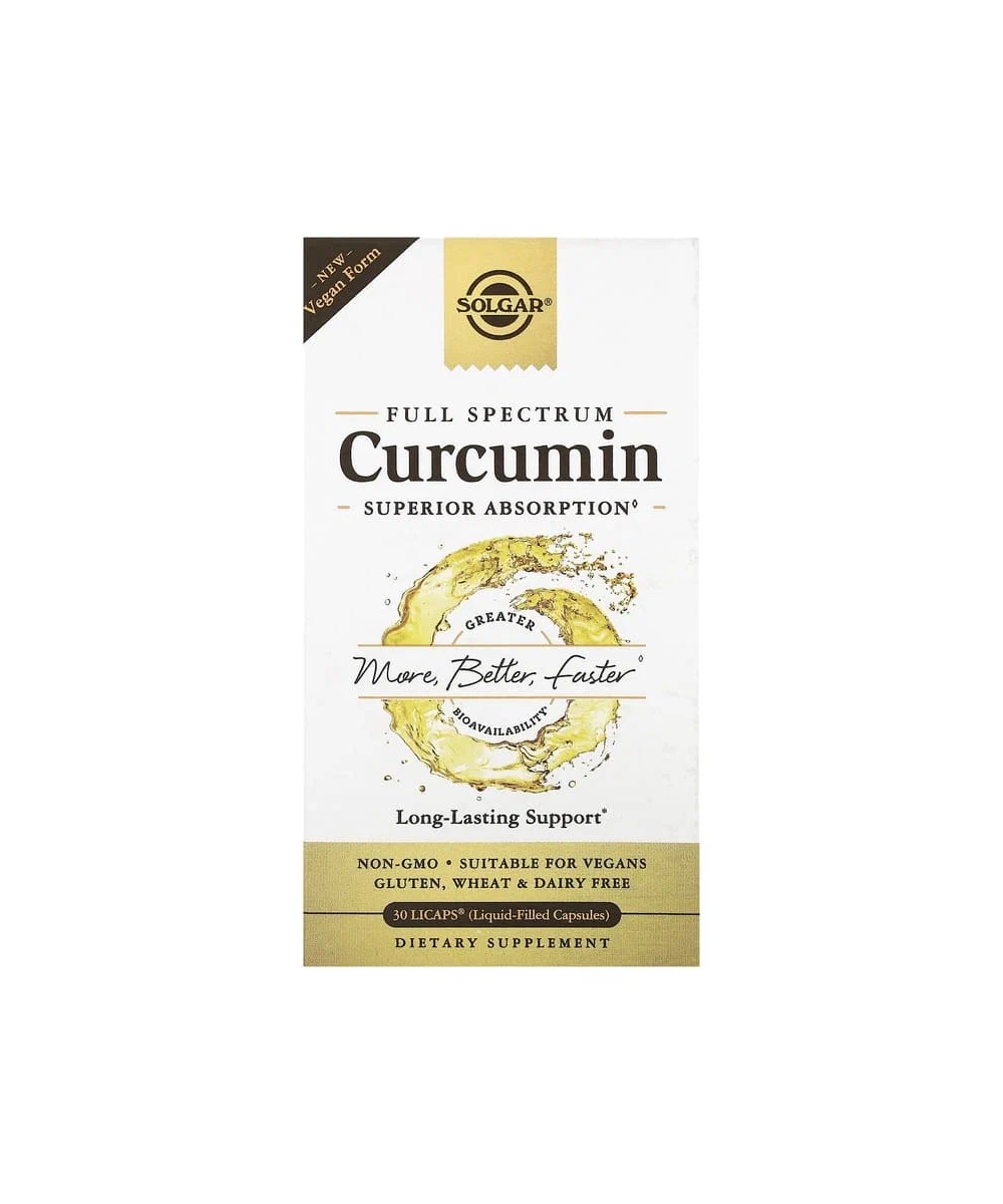 Solgar Curcumin Full Spectrum, Куркумин 30 капсул с жидким экстрактом