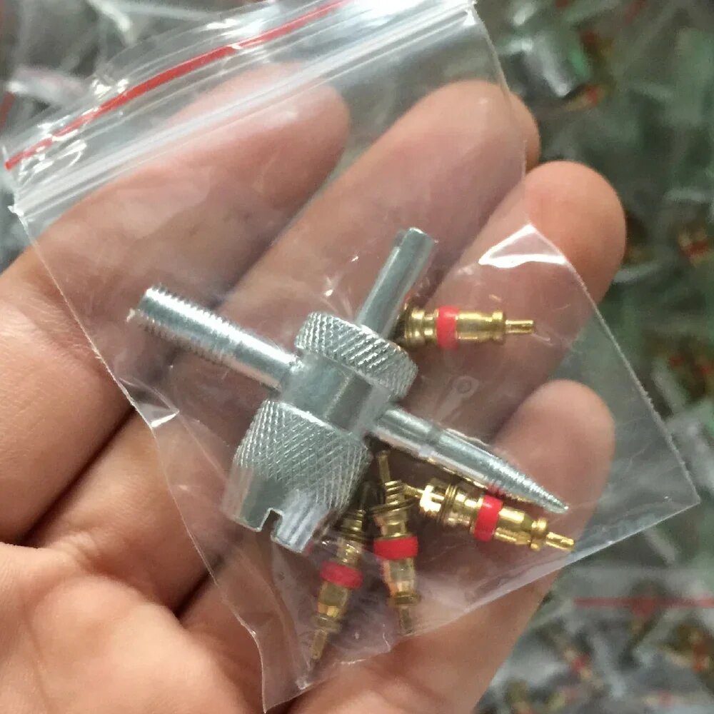 4 шт. сердечники для автомобильных шин + 4-ходовой набор инструментов для ремонта клапанов авто шин для автомобиля, велосипеда, мотоцикла, аксессуары для ремонта шин