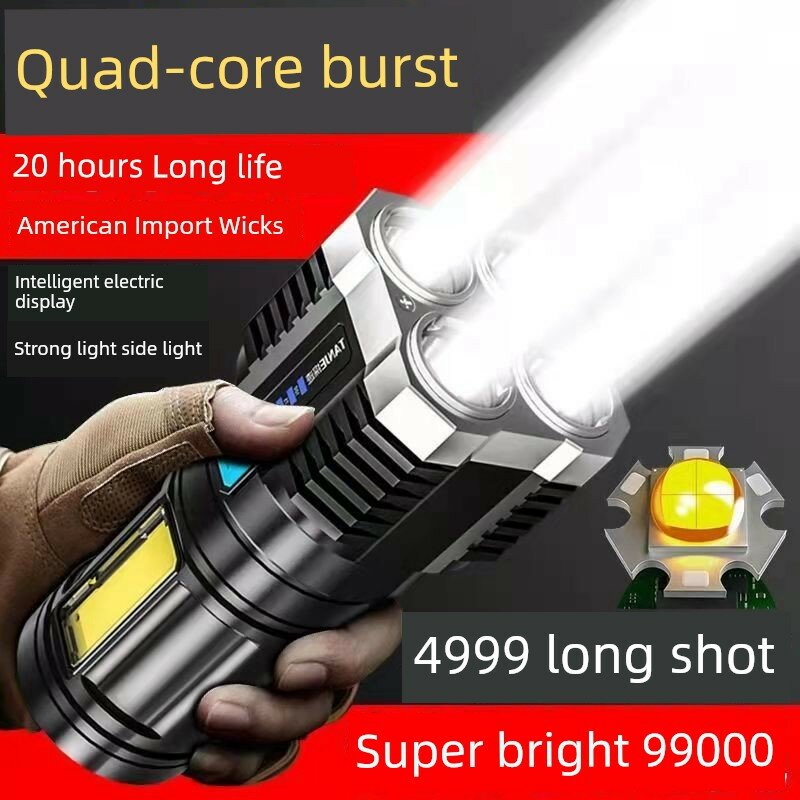 Восьмиядерный фонарь высокой яркости, компактный перезаряжаемый уличный светодиодный фонарь с ксеноновым эффектом,