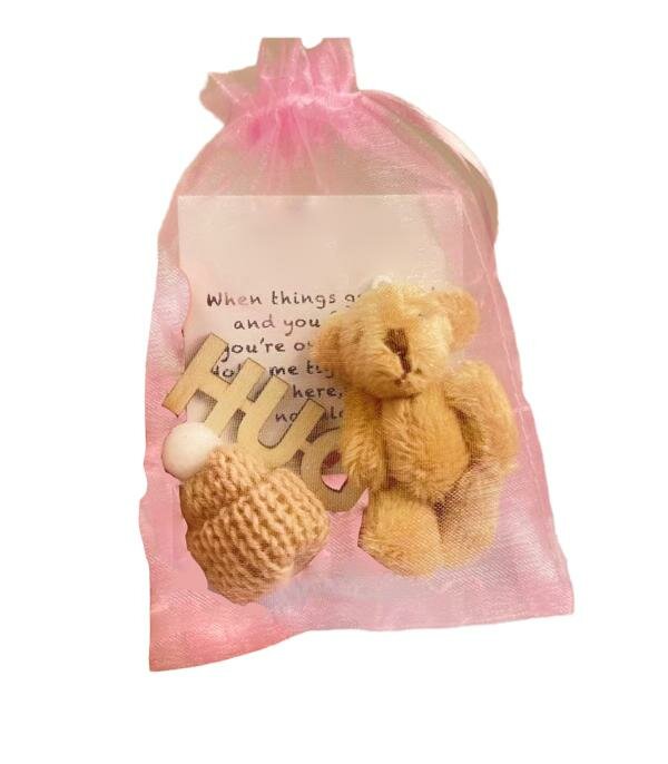 FROVOL Миниатюрный плюшевый мишка ручной работы, Мой маленький мишка-оберег, Маленький мишка в коробке, Открытка «Карманный мишка-оберег», Эмоциональная и вдохновляющая поддержка