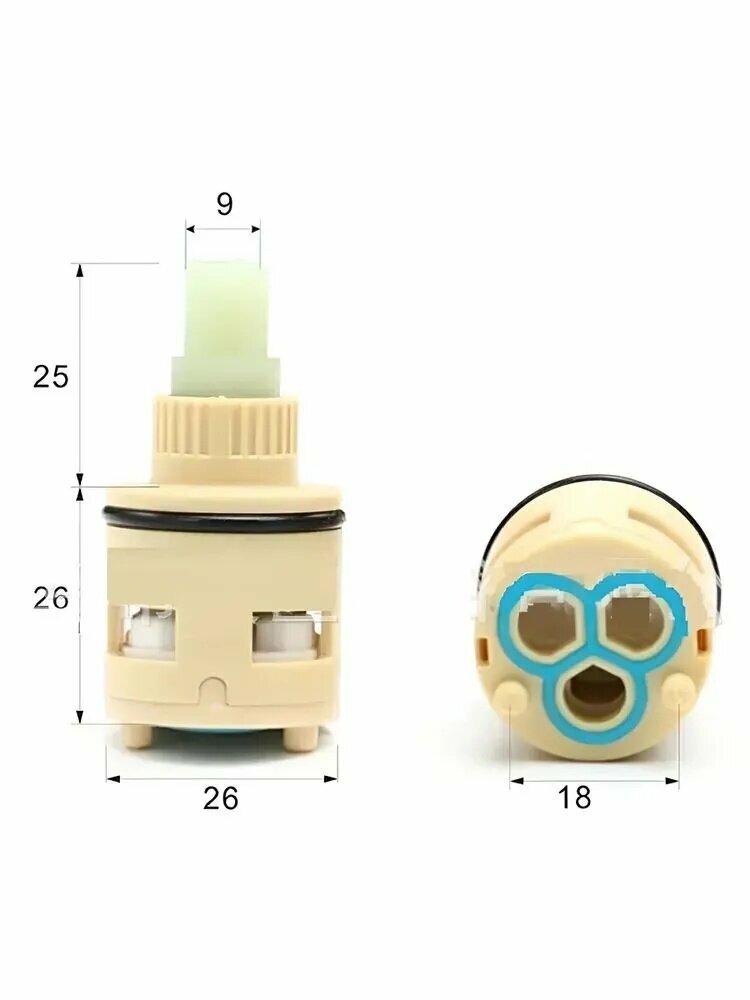 Картридж переключения режимов, дивертора (для душ. систем) 26мм, квадрат 9*9мм, 3 режима