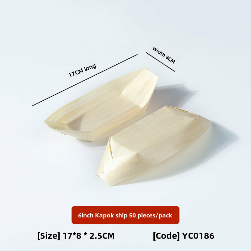 Одноразовые деревянные лодочки для суши, тарелки для закусок, блюда для сашими и деревянные столовые принадлежности (деревянная лодочка 6 дюймов) — трансграничная упаковочная тара