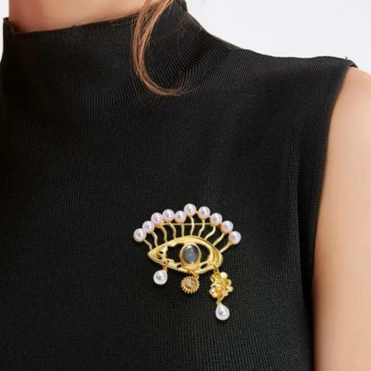 Брошь, жемчуг культивированный