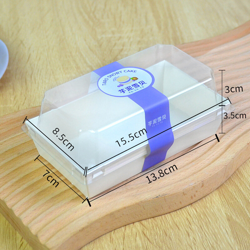 Коробка для упаковки Taro Mud Snow Shell, прямоугольная бумажная пластиковая коробка, коробка для сыра, коробка для рулета, выпечки, прозрачная коробка для выноса