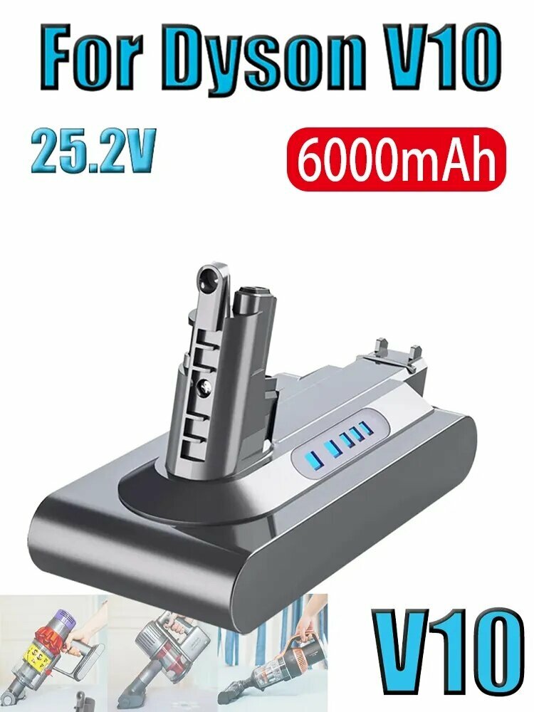 Сменный аккумулятор (акб) для беспроводного вертикального пылесоса Dyson (Литиевая батарея) Dyson SV12/V10 Animal/V10 Motorhead/V10 Absolute/V10 Fluffy (25.2V, 6000mAh)