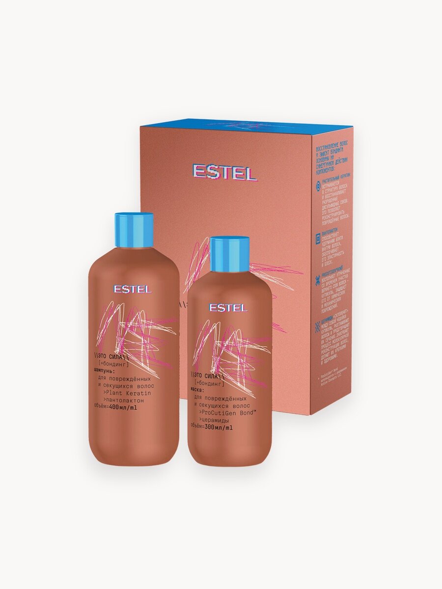 Подарочный набор для поврежденных волос восстанавливающий ESTEL Me Это сила: шампунь и маска, 400+300 мл