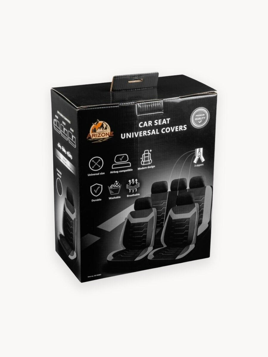 Чехлы на сиденья автомобиля универсальные ARIZONE полиэстер черно-серые (40-155013)