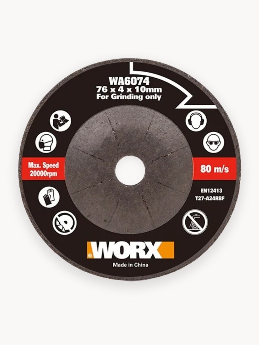 Шлифовальный диск WORX WA6074, по металлу, размеры 76х4х10 мм