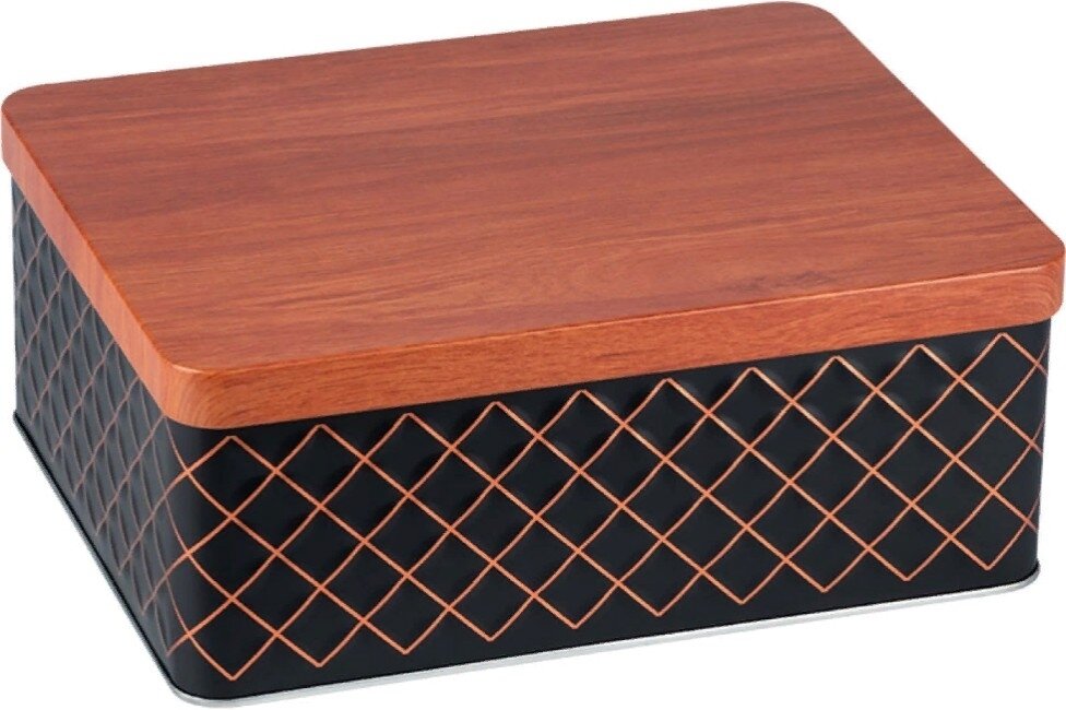 Банка для сыпучих продуктов Mallony / Меллони Classico Nero с герметичной крышкой, жестяная, 2.6л / контейнер для хранения