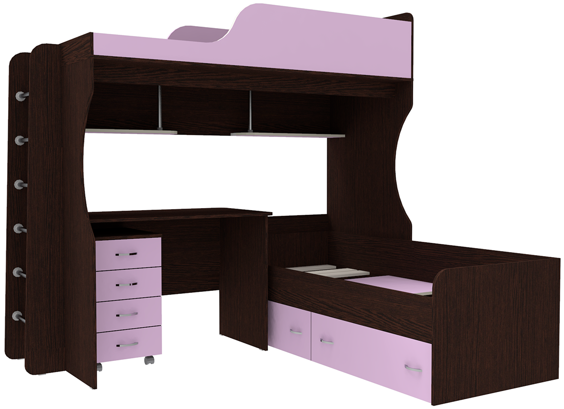Двухъярусная кровать Дуэт-5 с металлической лестницей Венге Ирис