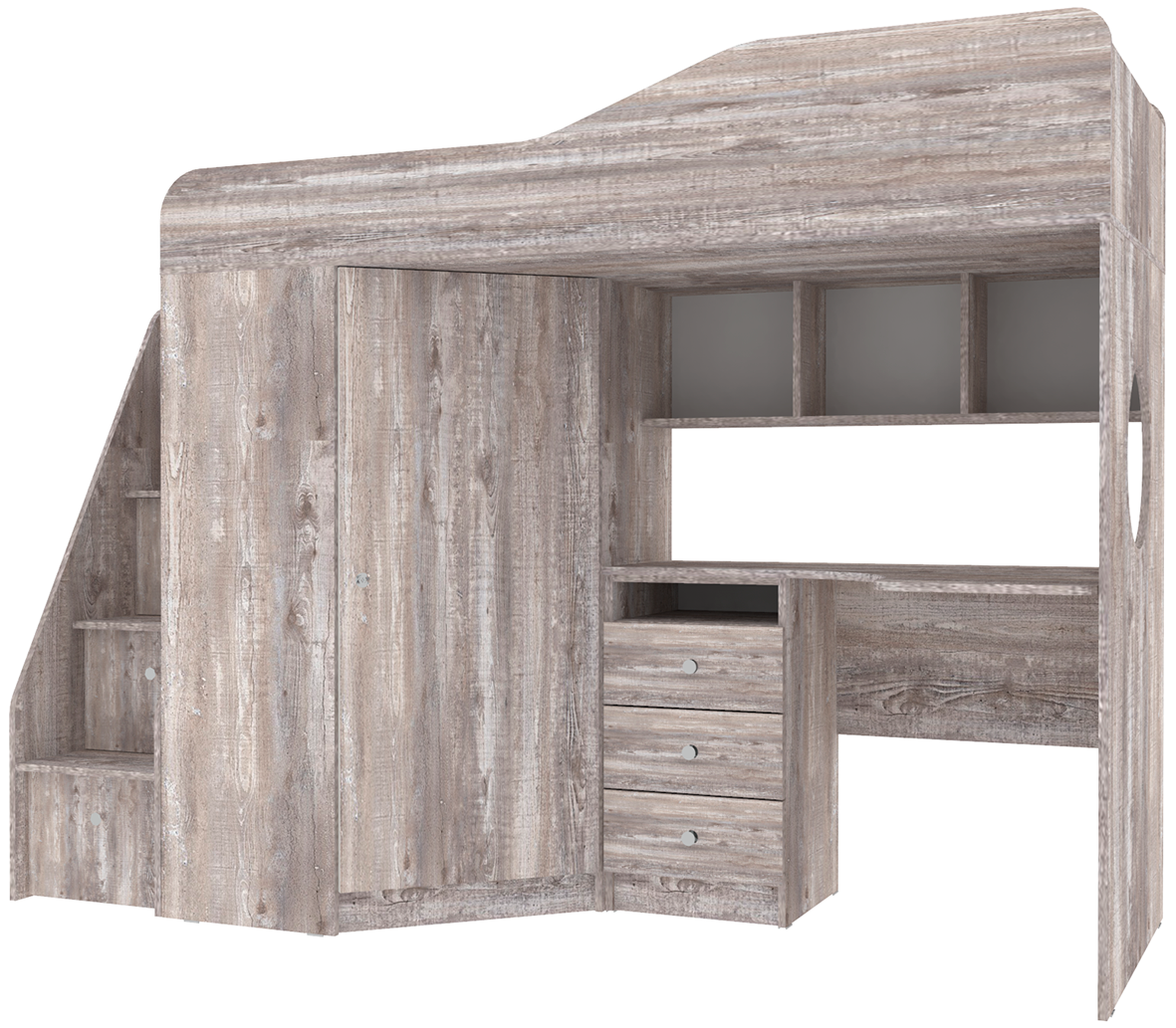 Кровать чердак Кадет 1 с универсальной лестницей Бетон Бетон