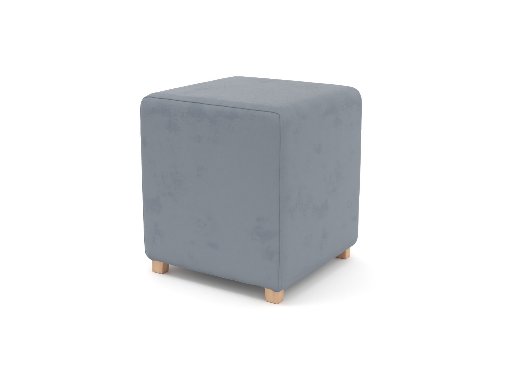 Квадратный мягкий пуф Soft Element Мозли-1, в прихожую, пуфик для ног, велюр, серый, стиль современный лофт