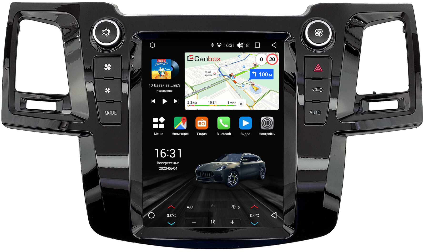 Штатная магнитола Toyota Fortuner, Hilux 7 2004-2015 (глянцевая) Canbox M-Line (Tesla) 9.7" 4/64 5622-1312-125 Android 10 (4G-SIM, DSP, QLed)