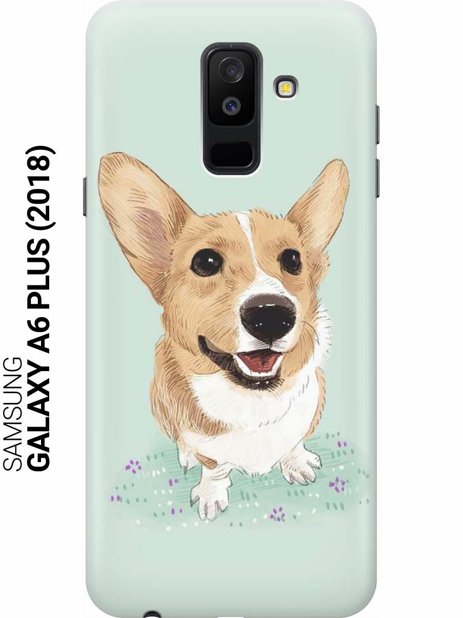 Ультратонкий силиконовый чехол-накладка для Samsung Galaxy A6 Plus (2018) с принтом "Корги"