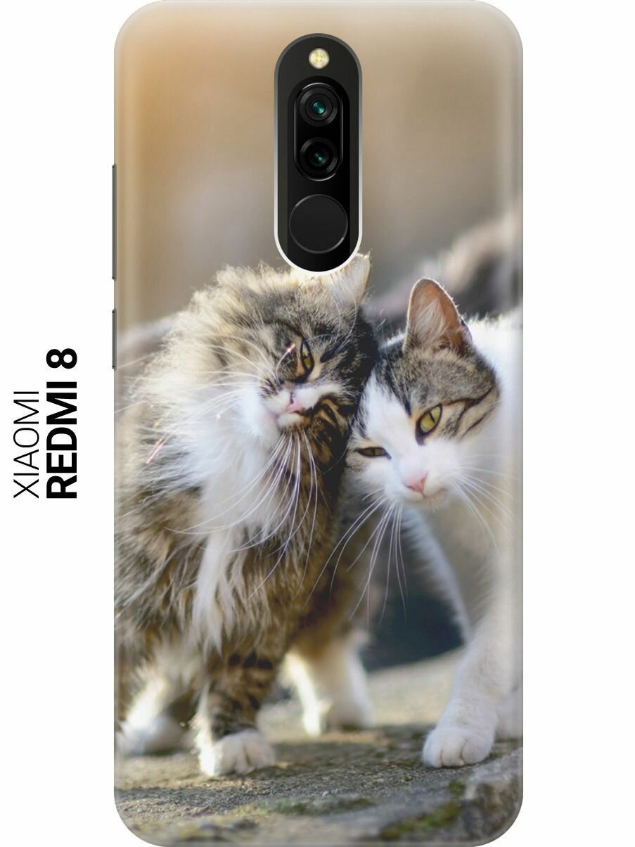 Силиконовый чехол на Xiaomi Redmi 8, Сяоми Редми 8 с принтом "Ласкающиеся кошечки"