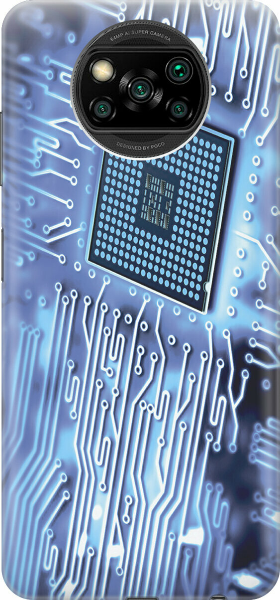 Силиконовый чехол Голубая микросхема на Xiaomi Poco X3 / X3 Pro / Сяоми Поко Х3 / Х3 Про