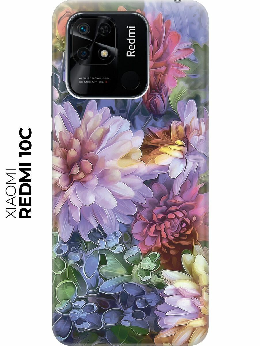 Силиконовый чехол Цветные хризантемы на Xiaomi Redmi 10C / Сяоми Редми 10С