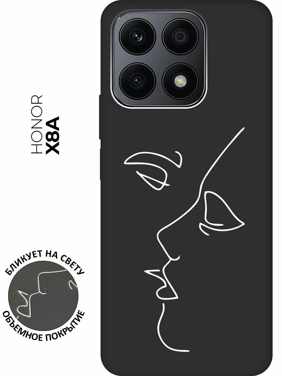 Матовый чехол Faces W для Honor X8a / Хонор Х8А с 3D эффектом черный