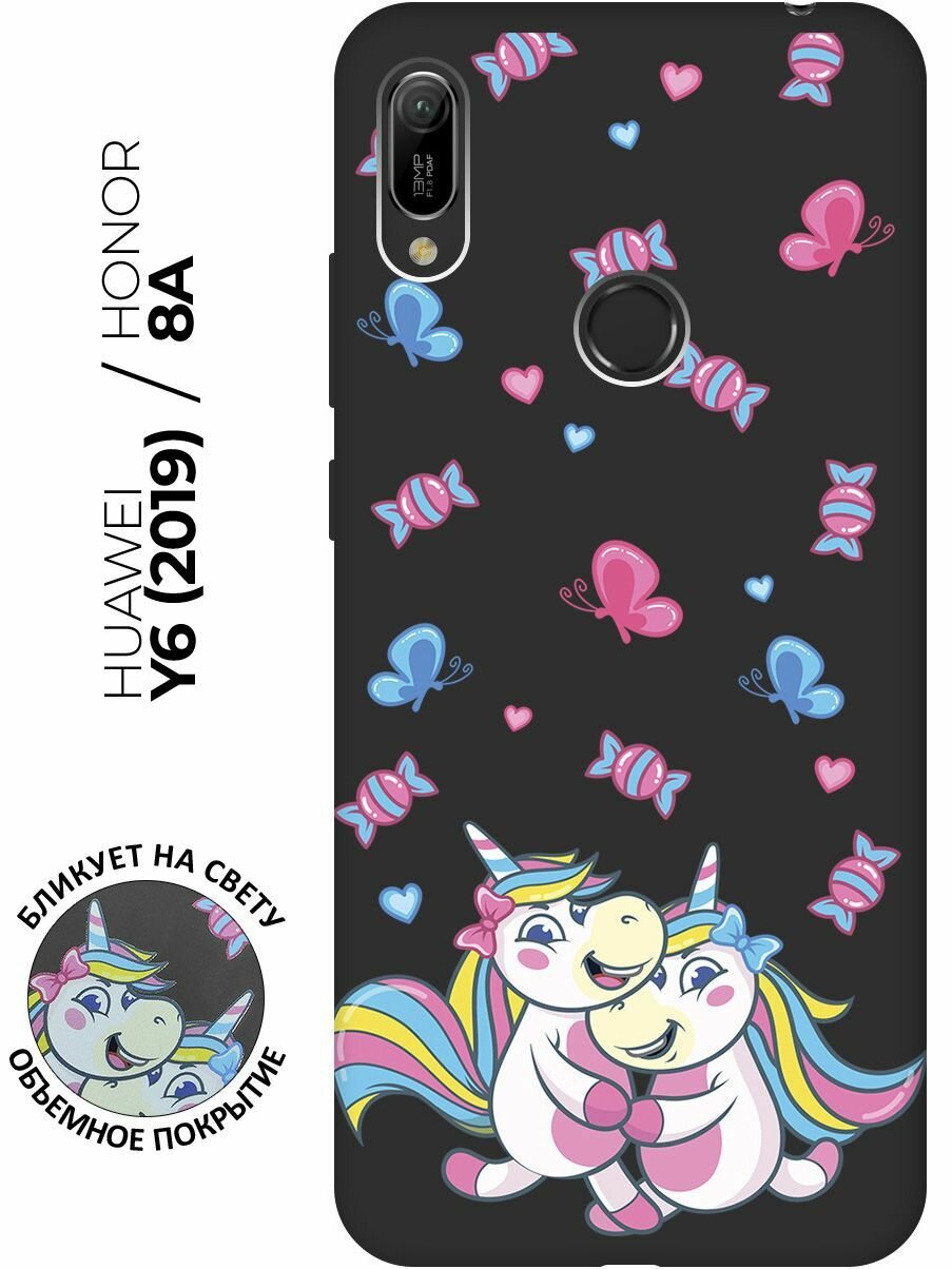 Матовый чехол Unicorns and Candies для Honor 8A / 8A Pro / Huawei Y6 (2019) / Y6 Prime (2019) / Хонор 8а / 8а Про / Хуавей У6 2019 черный