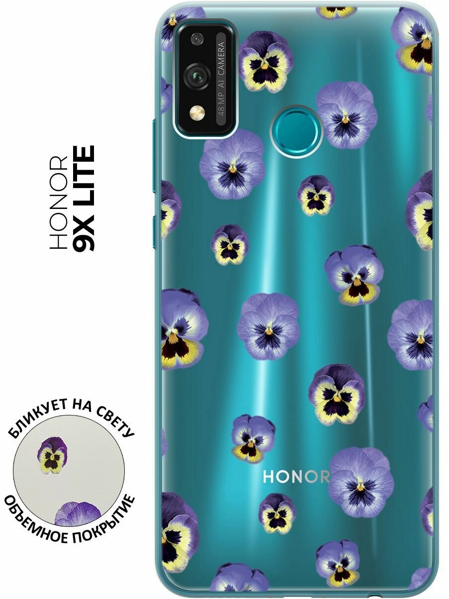 Силиконовый чехол с принтом Pansies для Honor 9X Lite / Хонор 9Х Лайт