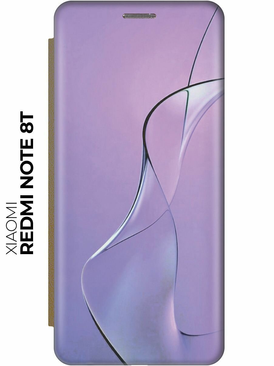 Чехол-книжка Сиреневый изгиб на Xiaomi Redmi Note 8T / Сяоми Редми Ноут 8Т золотой