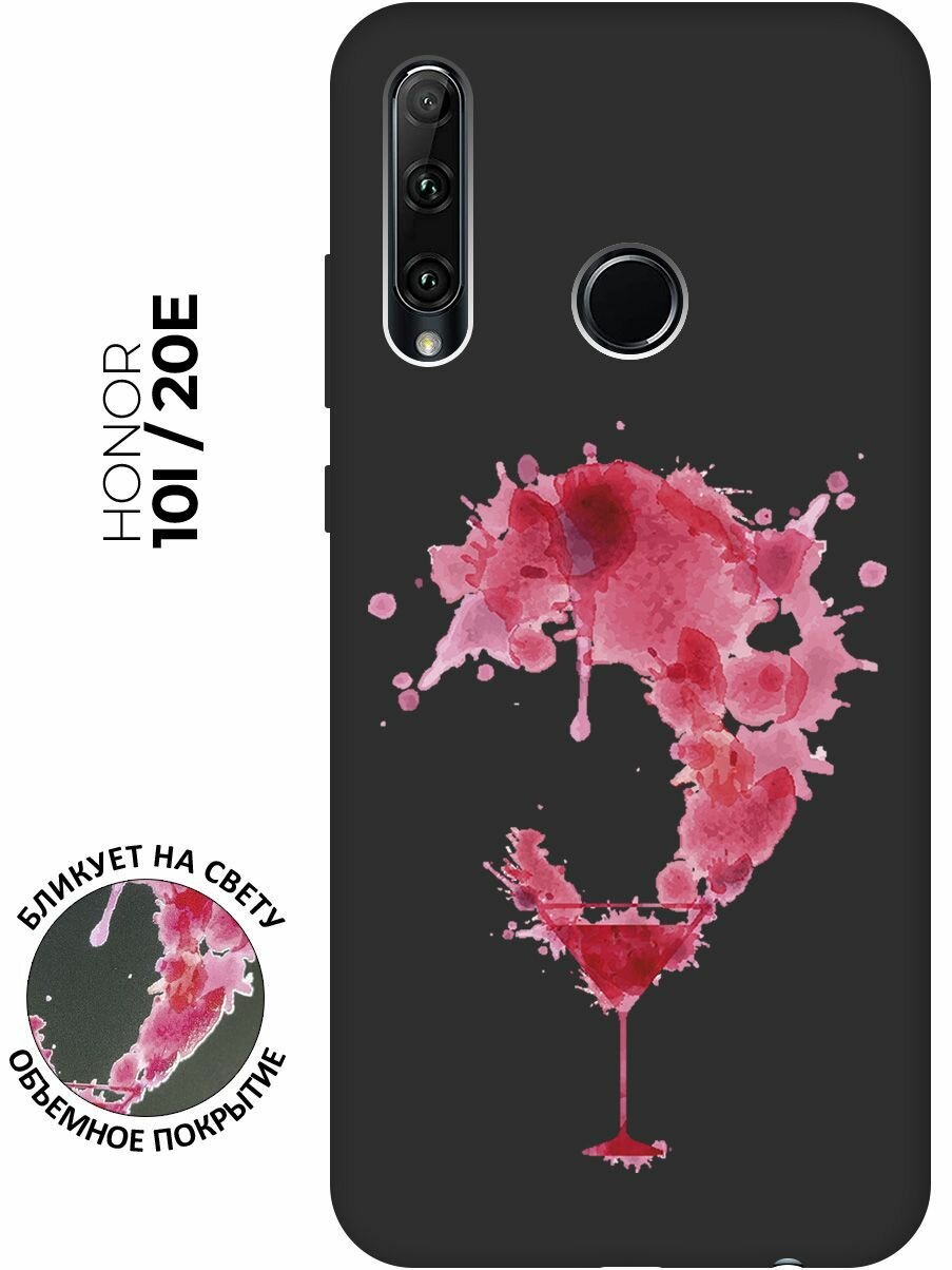 Матовый чехол Cocktail Splash для Honor 10i / 20e / Хонор 10 ай / 20е с 3D эффектом черный