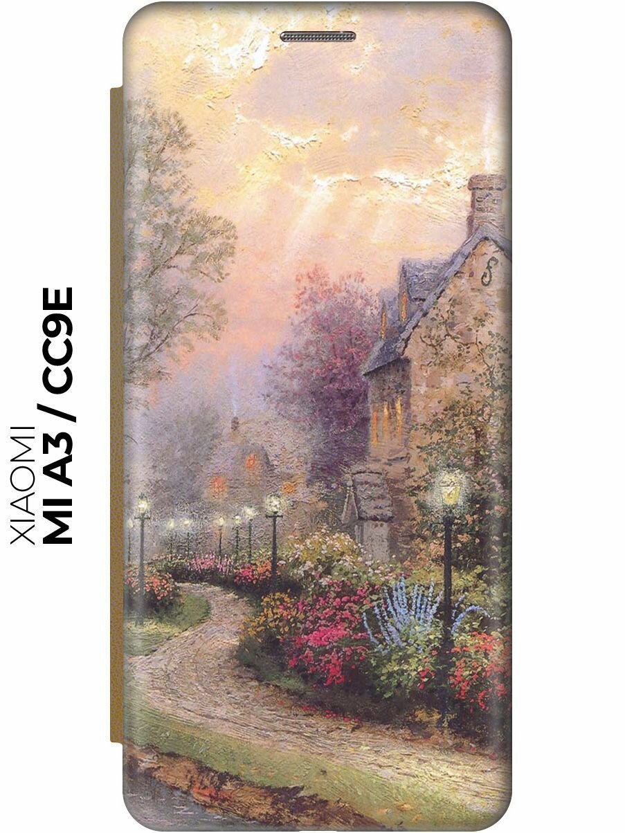 Чехол-книжка Сиреневый вечер на Xiaomi Mi A3 / CC9e / Сяоми Ми А3 / Ми СС9е золотой