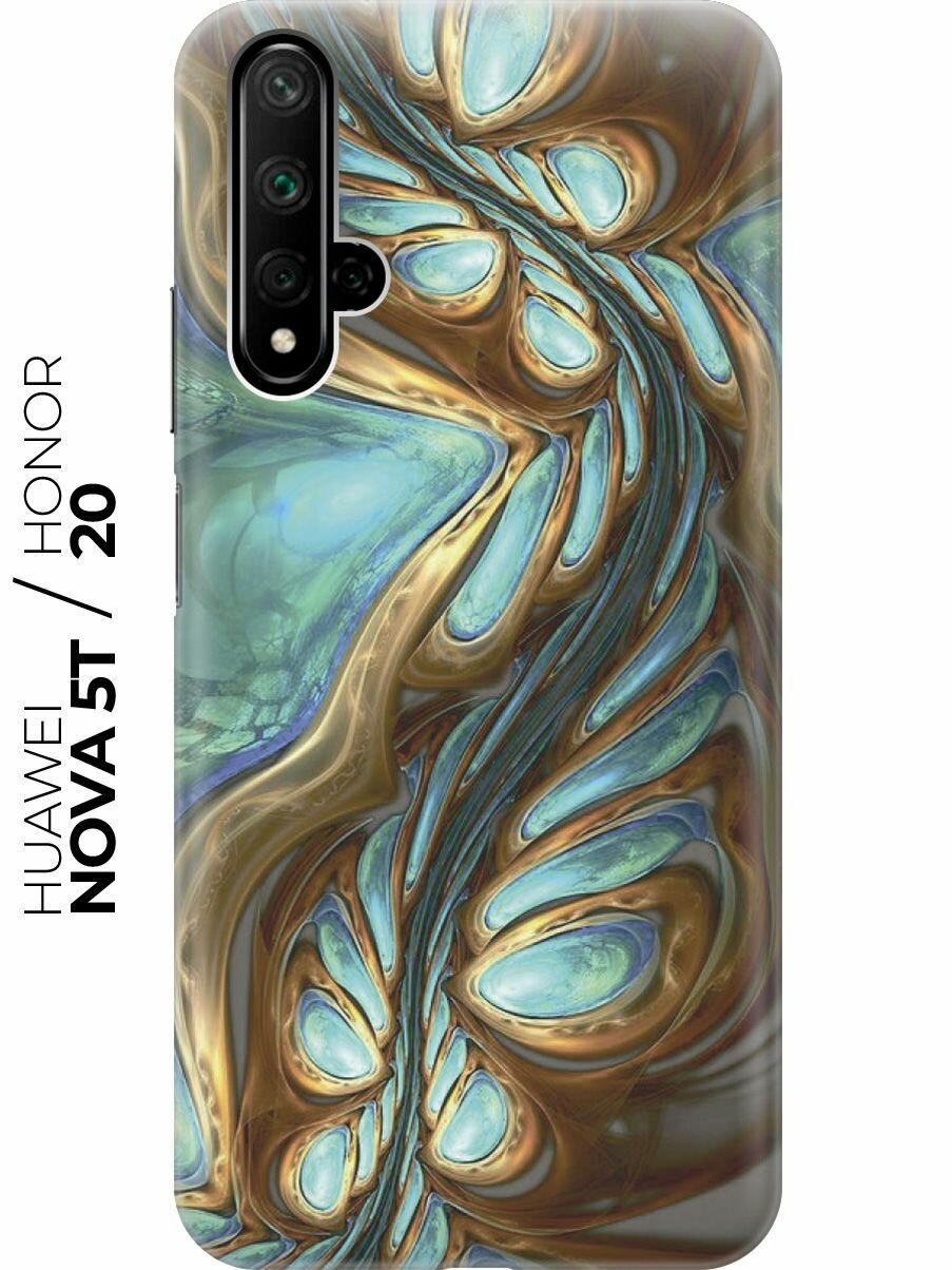 Силиконовый чехол Голубо-золотая абстракция на Honor 20 / Huawei Nova 5T / Хонор 20 / Хуавей Нова 5Т