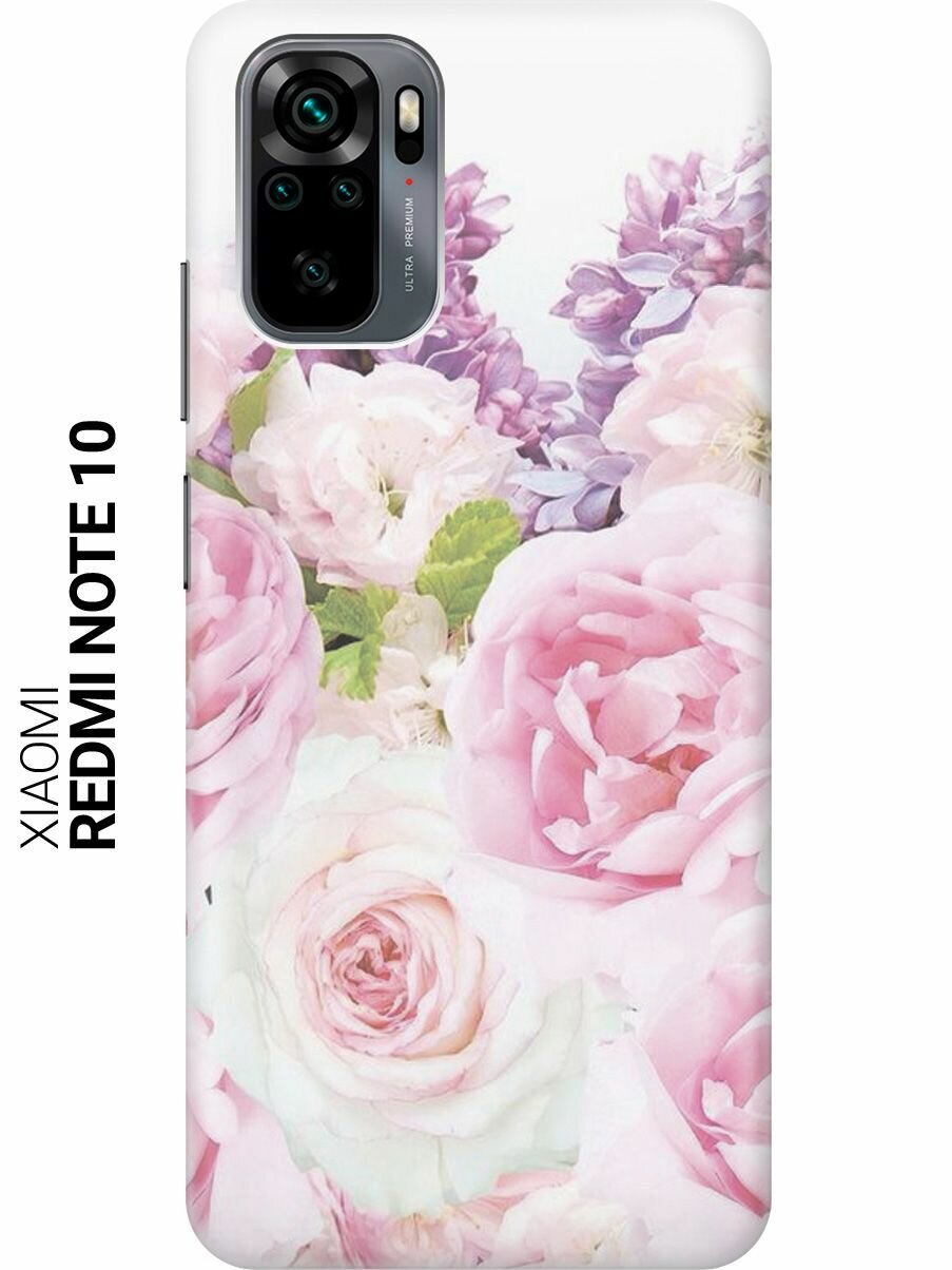 Силиконовый чехол на Xiaomi Redmi Note 10, Note 10S, Сяоми Редми Ноут 10, Ноут 10С с принтом "Розовый букет"