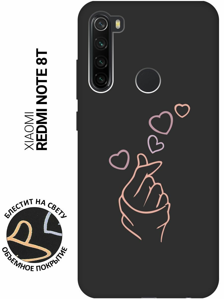 Матовый Soft Touch силиконовый чехол на Xiaomi Redmi Note 8T, Сяоми Редми Ноут 8Т с 3D принтом "K-Heart" черный