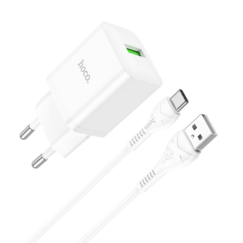 Сетевое зарядное устройство HOCO N26 Maxim 1xUSB с кабелем USB - Type-C, 18W, белый