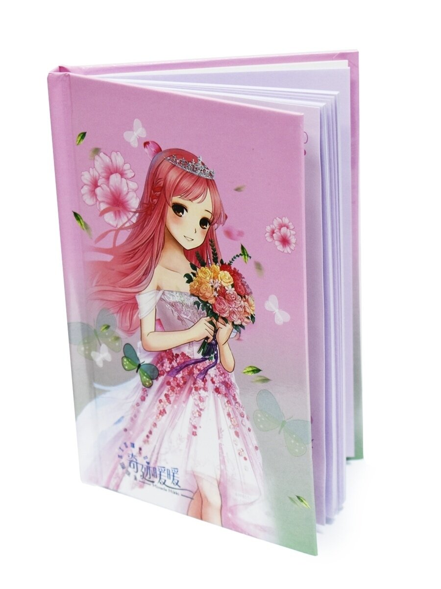 Блокнот / Аниме девочки в коробочке с декоративным вырезам / На замочке / Цветные страницы