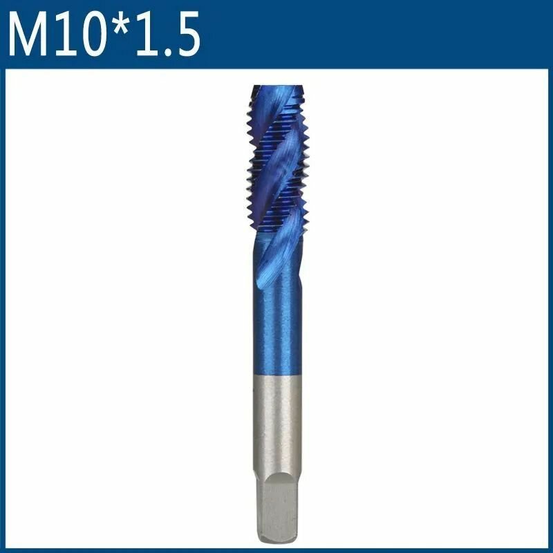 Метчик машинный XCAN HSS M10х1,5 с винтовой канавкой, нано-синее покрытие