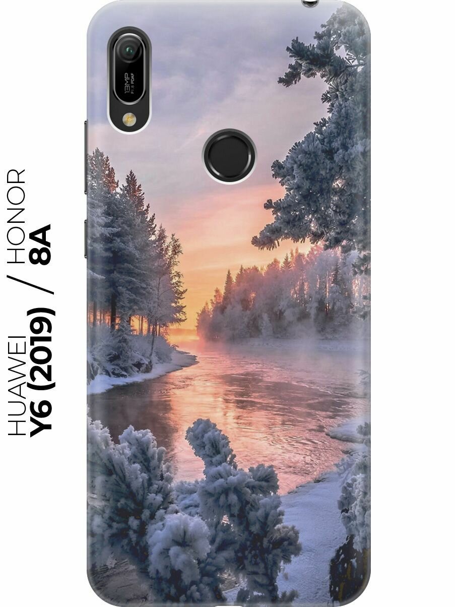 Силиконовый чехол Река в заснеженном лесу на Huawei Y6 (2019) / Y6 Prime (2019) / Honor 8A / 8A Pro / Хонор 8а / Хонор 8а Про / Хуавей У6 2019 / Хуавей У6 Прайм 2019