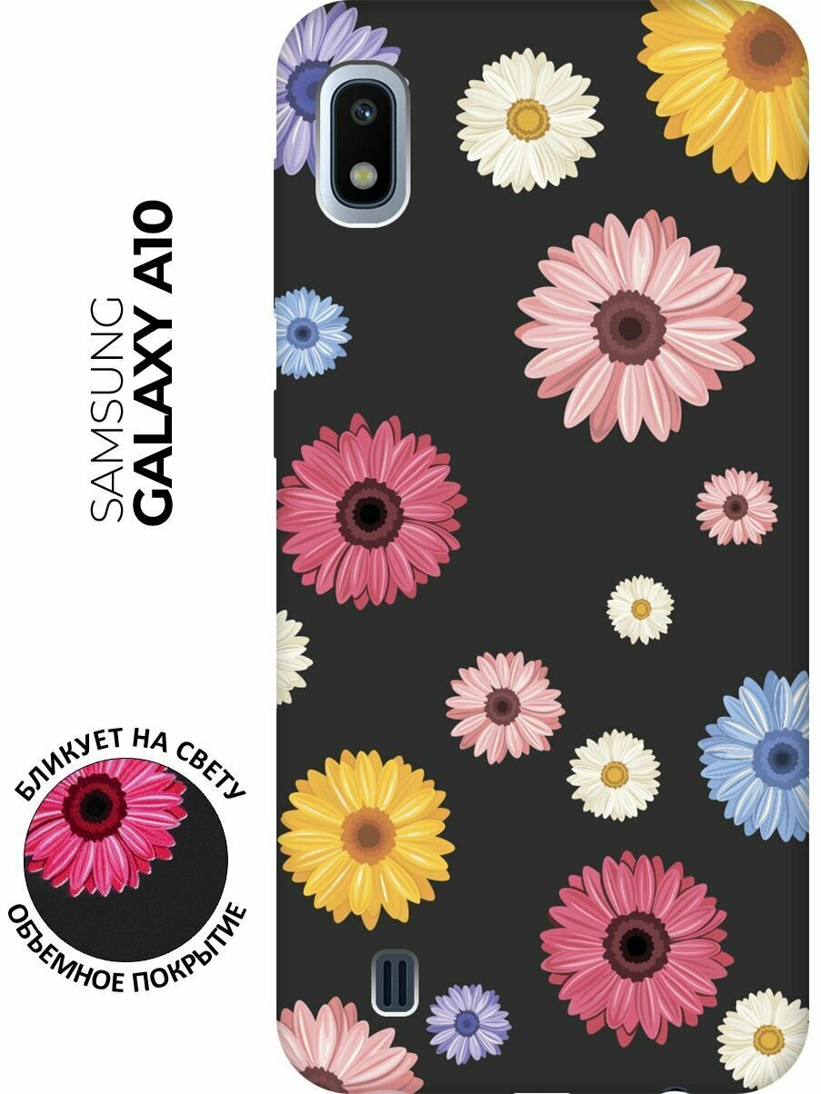 Матовый чехол Gerberas для Samsung Galaxy A10 / Самсунг А10 с 3D эффектом черный