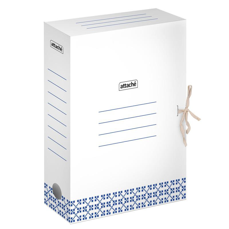 Короб архивный Attache 75мм на завязках синий с узорами 1792162