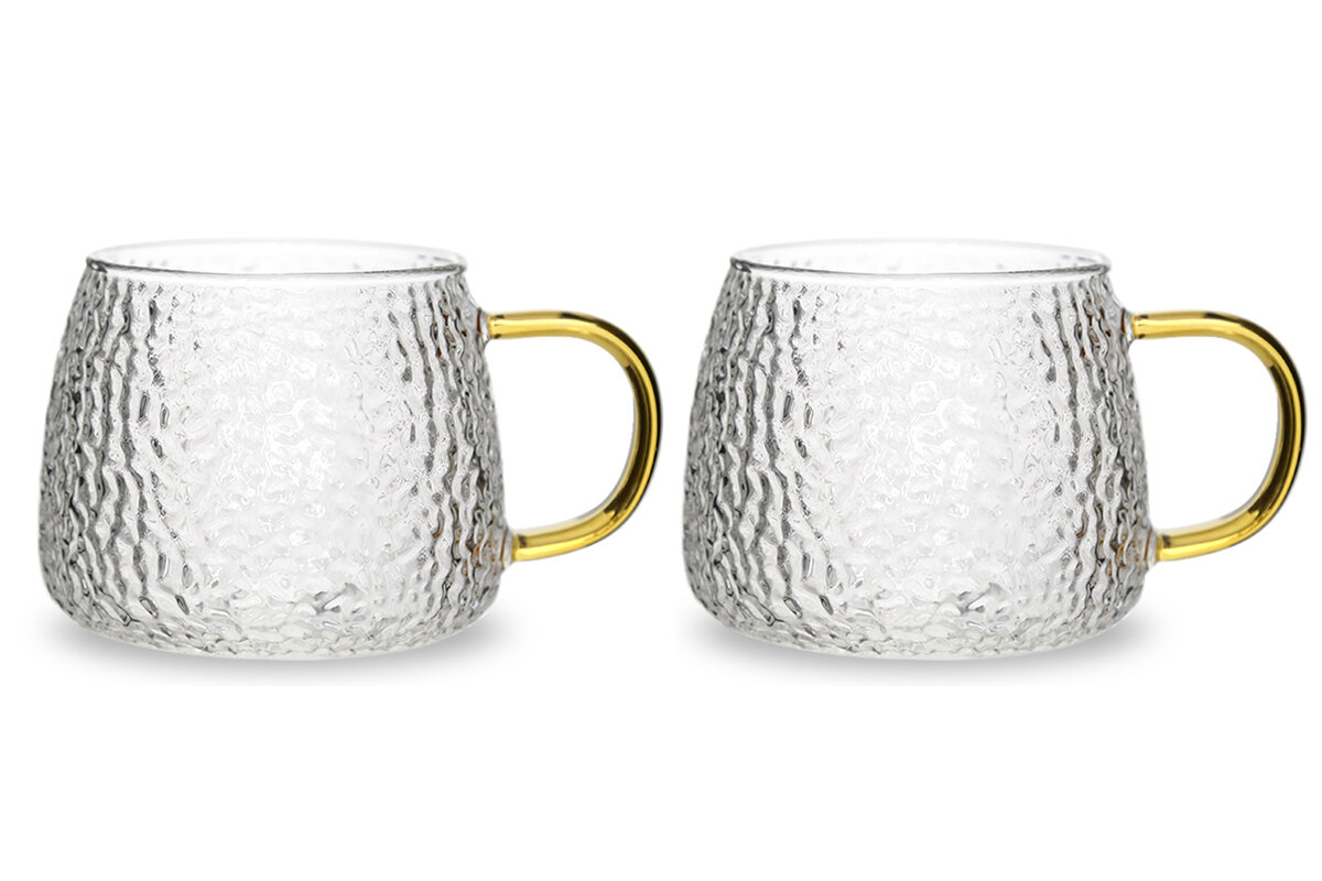 Набор - Чашка чайная - Голд винтаж, 2 кружки по 400мл, стекло, Китай.