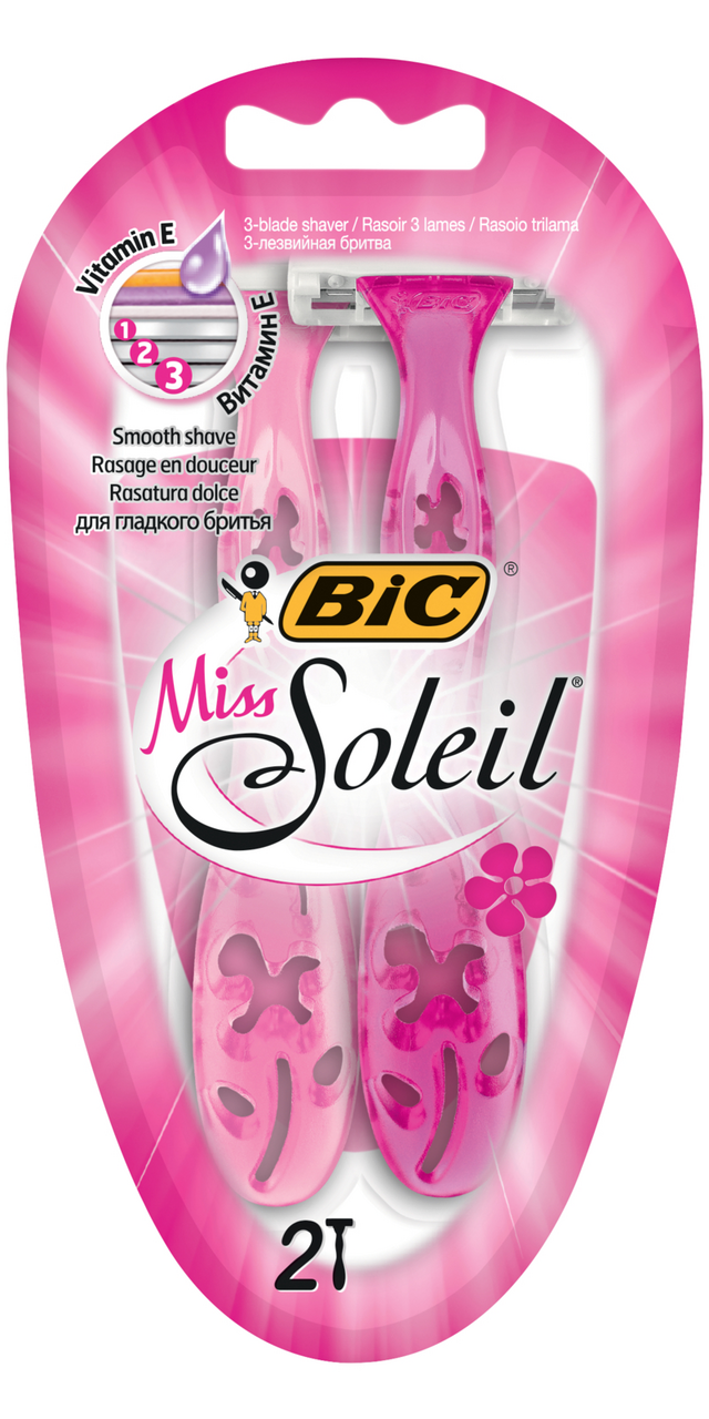 Бритвы одноразовая женская BIC Miss Soleil 3 лезвия с увлажняющей полоской, 2шт