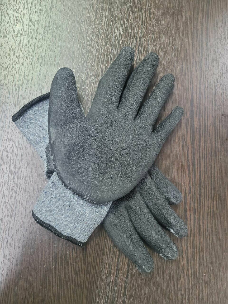 Перчатки Серые х/б резиновые Обливные (3 пары)