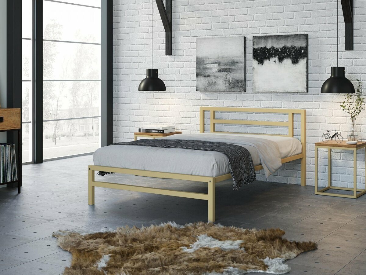 Кровать металлическая полутороспальная Титан 120 Слоновая кость